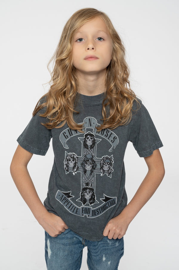 Guns N Roses Kids Monochrome Cross Dye Wash T Shirt